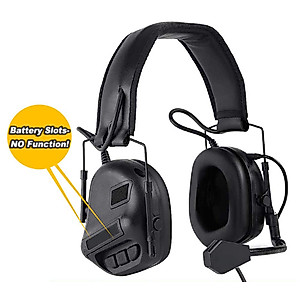 ATAIRSOFT Tactical Headset Wargame Hunting Headphone Without Noise Cancellation Function (Black)