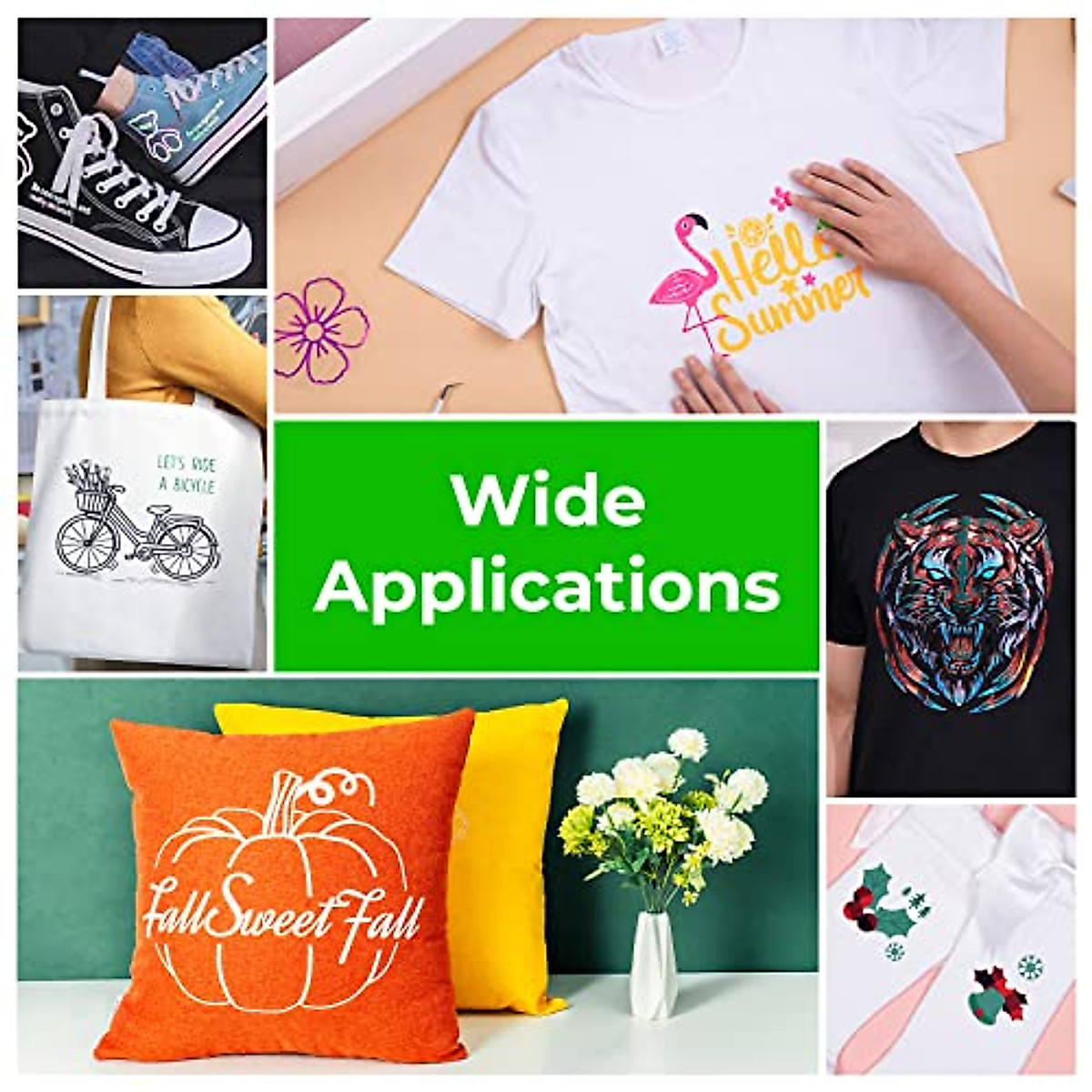 Heat Transfer Vinyl, Iron On Vinyl with Transfer Tape & Weeding Tools for Vinyl, HTV Vinyl with White HTV Vinyl Roll & Black HTV Vinyl roll & Vinyl Holder, HTV Heat Transfer Vinyl Bundle Gift Set