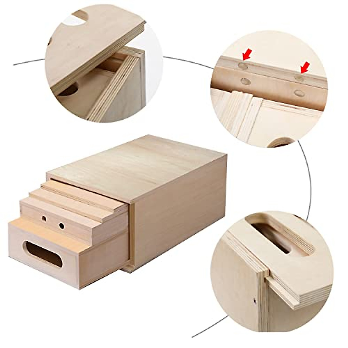 lesolar Photography Apple Box, Set of 5 Standard Wooden Apple Boxes with Magnetic Lid Design Multifunctional Wooden Boxes for Supporting Height-Adjusting Photo Studio Film Set and Photography