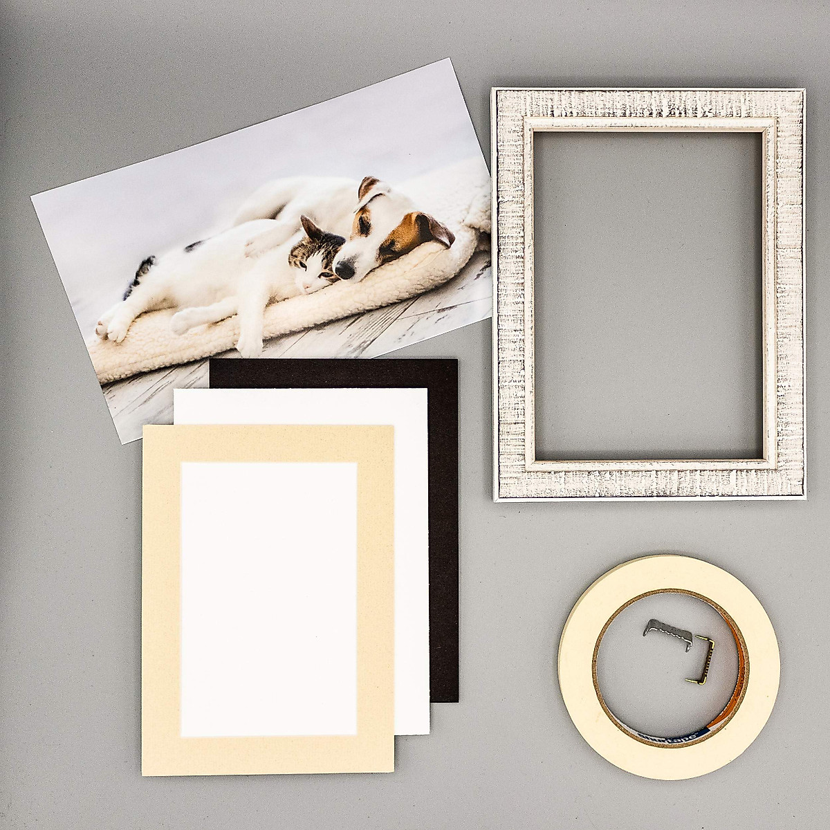 8.5x11 Mat Bevel Cut for 5x7 Photos - Acid Free Tan Precut Matboard - for Pictures, Photos, Framing - 4-ply Thickness