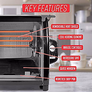 Ronco ST5500SBLK Series Rotisserie Oven, Countertop Rotisserie Oven, 3 Cooking Functions: Rotisserie, Sear and No Heat Rotation, 15-Pound Capacity, Black