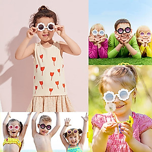 2 Pieces Flower Kids Sunglasses Boy Girl Toddler Sunglasses Cute Baby Sunglasses Party Favors for Boys Girls (Black +White)