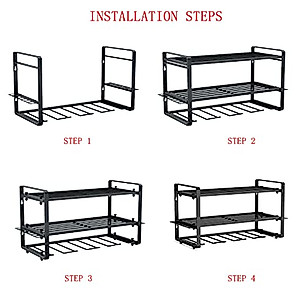 Power tool storage rack, drill rack Wall mounted, Heavy Duty Garage tools Power tool storage, utility for cordless drill in tool room garage, 3-story 120 lb limit, black（17"D x 9.45"W x 8"H Inch）