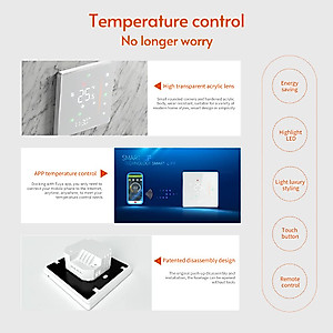 YUHOME WiFi Smart Thermostat Temperature Controller Weekly Programmable Supports Touch Control/Mobile APP/Voice Control for Electric Floor Heating 16A White
