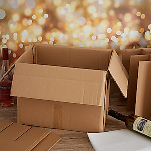 Leinuosen Moving Boxes Packing 16 x 12 x 12 Inch Divider Kits Included 10 Corrugate Dividers with 24 Foam Pouches for Shipping, Kitchen Moving Box Kit Dish Packing(4 Pack)