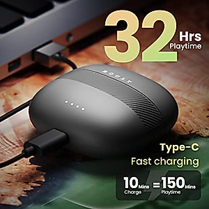 Boult Z35 Earbuds with 32H Playtime, ENC Noise Cancelling mic, Type-C Fast Charging, IPX7 Waterproof 45ms Low Latency Gaming Earbuds Latest Bluetooth 5.3 Wireless Headphones Ear Buds (Graphite Black)