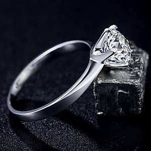 TenFit Jewelry 6 Prongs Elegant 4ct Round Cushion Cut Solitaire Halo Simulated Diamond Anniversary Wedding Ring