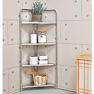 BEEY Narrow Storage Rack Standing Unit Shelf Metal Corner Shelf for Laundry Room Kitchen Bathroom Fridge Space(4-Tiers)
