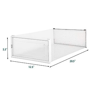 PARANTA 4-Piece Boot Shoe Storage Box, Stackable Clear Plastic Shoe Organizer, With Clear Door For Storing Women Shoes 20.5" x 12.5" x 5.5"