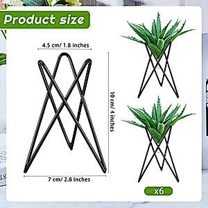 6 Pieces Air Plant Holder Black Metal Tabletop Air Plant Stand Rack Air Fern Display Stand for Home, Office and Wedding Decoration