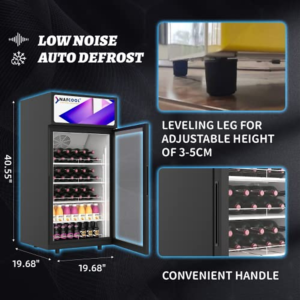 NAFCOOL Sub Zero Commercial Beverage Refrigerator Cooler, 3 Cu Ft Mini Small Undercounter Countertable Refrigerator Drink Display Fridge with Glass Door Home or Sale Used,ETL & NSF Approval, 20" Wide