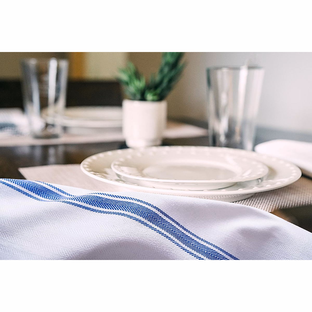 Avalon Kitchen Dish Towels Set (Value Pack of 15) Size 15x25 Inch, 100% Cotton Soft & Absorbent Linen Kitchen Towels, Tea Towels, Reusable Cleaning Cloths for Household Cleaning (Blue)