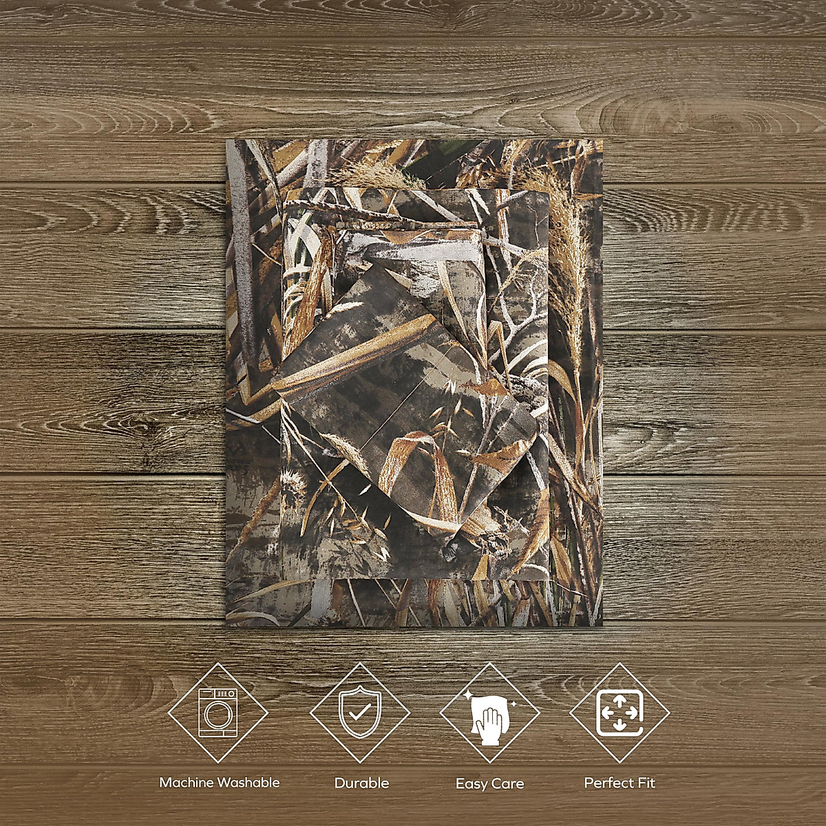 VISI-ONE Realtree Max-5 Camouflage Bed Sheets - 4 Piece Camo Bedding King - Premium Polycotton Hunting Sheet Set - Machine Washable Outdoor Bedding Set (King Size)