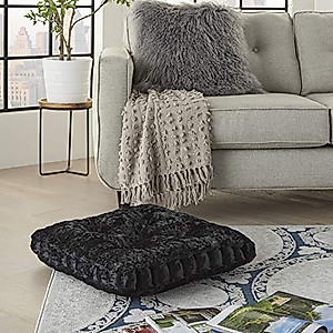Mina Victory Life Styles Booster Seat Cushion Black 24" X 24" X 4" Throw Pillow