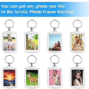Baaxxango 30pcs Acrylic Photo Frame Keyring,2.16 x 1.5inch/5.5 x 4cm Personalized Keychains,Clear Picture Keychain as Gift,Suit for Artwork