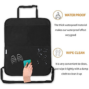 funbliss Duty Kick Mats(2 Pack),Back Seat Protector for Kids,Premium Waterproof Fabric, Reinforced Corners to Prevent Sag,2Reinforced Storage Pockets,Universal Fit,Black