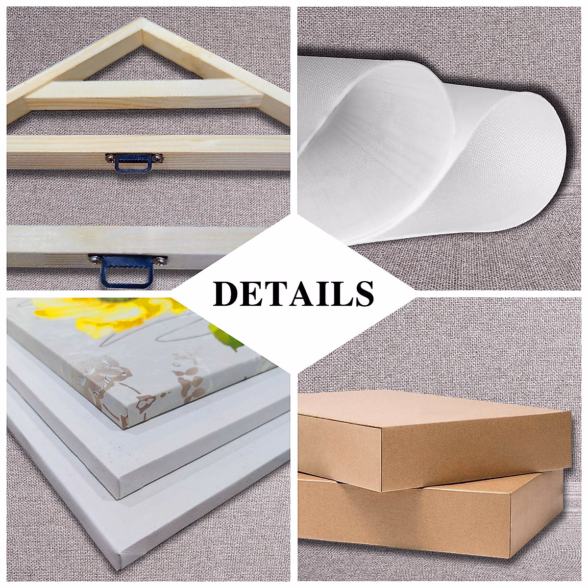 4 Pieces Music Canvas Wall Art Guitar Piano Phonograph and Drum Set Paintings Prints Wooden Style Gift for Music Lover Wall Decor for Music Studio Living Room Bedroom Home decor Framed Ready to Hang