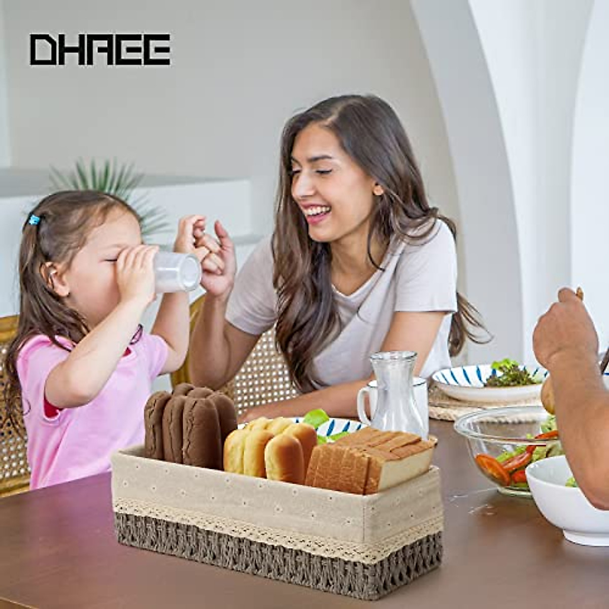 DHAEE Bathroom Storage Set(6PCS) - Storage Basket for Organizing,Mason Jar,Apothecary Jar,Toothbrush Holder,Lotion Soap Dispenser,Soap Dish,Home,Farmhouse,Rustic Decor Accessories Sets