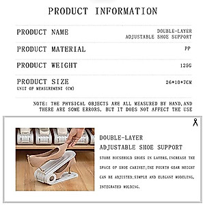 Shoe Slots Organizer, 4-Pack Adjustable Shoe Stacker, Double Layer Stack Shoe Holder Space Saver, Grey Shoe Stacker for Closet Organization