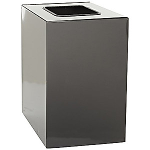 Witt Industries 32GC03-CB Steel 32-Gallon Geo Cube Recycling Container, Square Opening, Legend "Waste", Square, 15" Width x 15" Depth x 32" Height, Charcoal