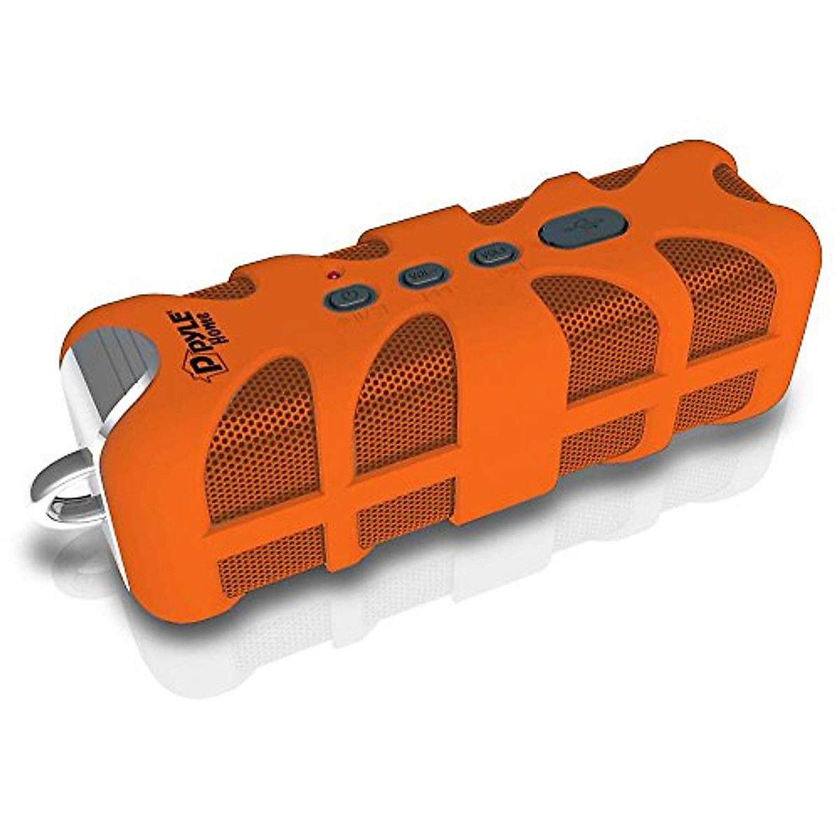 Pyle Upgraded Splash SoundBox Waterproof Bluetooth Speaker, Portable Wireless Outdoor, Enhanced Bass, USB, 3.5mm AUX, IPX4 Splashproof Speaker, Water Resistant, Beach, Shower - Orange (PWPBTA70OR)