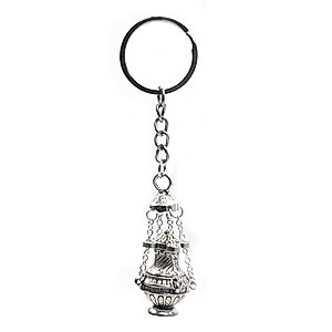 Censer Incense Burner Key Ring Accessory, Silver Tone Christian Faith Keychain Religious Gift Zinc Alloy Censer Key Ring for Bag Keychain Keyring Decoration, 4.52 Inches
