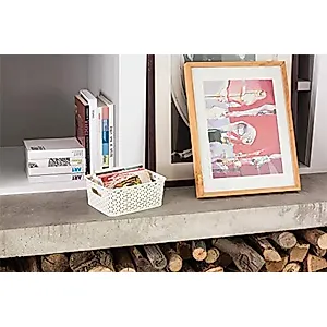 Curver My Style Small Rectangular Storage Basket, Vintage White, 4 Litre