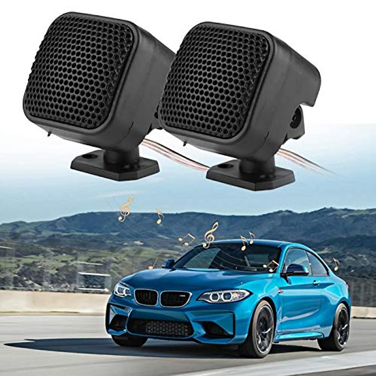 KIMISS 2pcs Car Small Square Speaker Loud for Audio Music Tweeter Loudspeaker 500W + car Stereo tweeters car for Audio Speakers Mini 1 Pair 12v 6.5 Speaker Box Tweeter Speaker Set for Twitter's