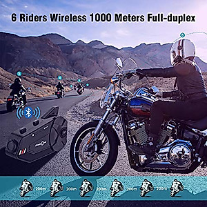FreedConn Motorcycle Helmet Headset with Camera R1plus Bluetooth Intercom 1000M 6 Riders Waterproof Wireless FM Radio Communication Systems for Most Helmets