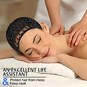 MODSIGHT Mesh Hair Net for Women Sleeping, 4 Pcs Rayon Snood Crocheted Cover Ornament for Sleeping, Black Crochet Hair Net for Women Sleep Cap (Black)
