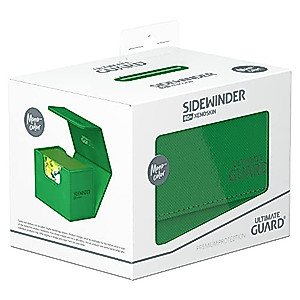 Ultimate Guard Sidewinder 80+, Deck Box for 80 Double-Sleeved TCG Cards, Green, Magnetic Closure & Microfiber Inner Lining for Secure Storage