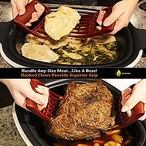 Cave Tools Talon-Tipped Meat Claws for Shredding Pulled Pork, Chicken, Turkey, and Beef- Handling & Carving Food - Barbecue Grill Accessories for Smoker, or Slow Cooker - Merlot