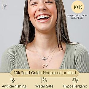 MAX + STONE Block 10k Yellow Gold Letter Necklace for Women | Personalized Gold Initial Necklace for Women | Real Gold Pendant Necklace with Initial Letter J on an 16-18 inch Cable Chain
