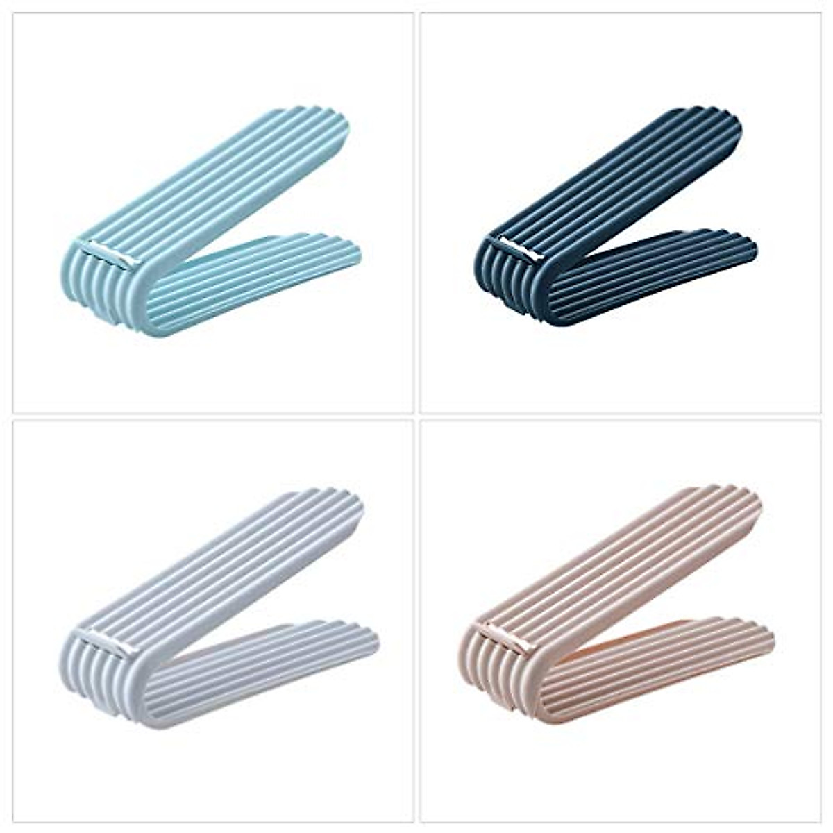 Cabilock Shoe Shelf Shoe Shelf 2 Tier Shoe Rack 4PCS Shoe Slots Organizer Shoe Rack Adjustable Shoe Stacker Space Saver for Closet Organization (Random Color) Shoe Bins Shoe Cabinet Shoe Cabinet