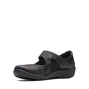 Clarks womens Sillian Bella Mary Jane Flat, Black, 8.5 Wide US