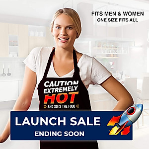 Inovare Designs' Fun Chef Apron - Perfect for Grilling, Cooking, BBQ - Unisex Design - Includes Meat Thermometer - Ideal Kitchen Gift