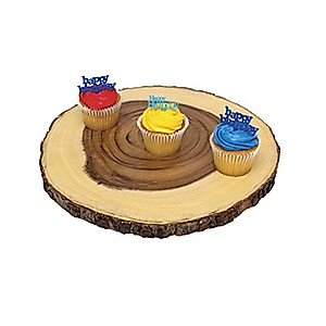 Lipper International Acacia Wood Slab Serving Board With Bark for Cheese, Crackers, and Hors D'oeuvres, Set of 3, Assorted Sizes