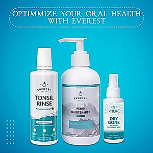 Everest Mouth Wash & Tonsil Stone Remover – Natural Mouthwash or Oral Rinse Liquid to Help Soothe Tonsils, Fight Bad Breath, & Relieve Dry Mouth – Paraben & Alcohol Free Treatment, Spearmint