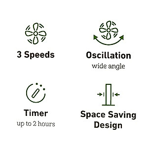 Holmes HTF3131-BTU Oscillating Tower Fan with 3 Speed Settings, 31 Inch, Black