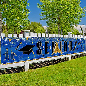 Large Graduation Banner 2023 Senior Banner Graduation Party Decoration Graduation Yard Sign Yard Outdoor Garden Decoration for Senior Graduation Party Supplies (Blue)