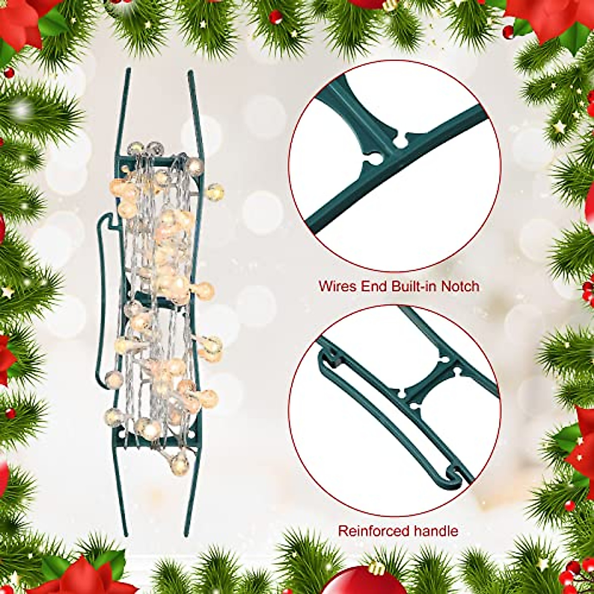 Vicenpal Christmas Lights Storage Holder, Holiday Light Storage All Purpose Light Cord Wind up Organizer for String Lights, Extension Cords, Magnet Fishing Rope (Green, 12 Pieces)