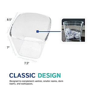Huang Acrylic Clear Square Mini Wastebasket Trash Can | Garbage Container Bin for Bathrooms, Kitchens, Home Offices | Shatter-Proof, Stylish, Durable and Compact Design