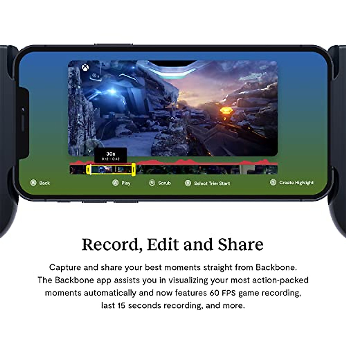 BACKBONE One Mobile Gaming Controller for iPhone - Turn Your iPhone into a Gaming Console - Play Xbox, PlayStation, Steam, Fortnite, COD, Genshin & More [1 Month Xbox Game Pass Ultimate Included]
