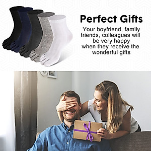 Kenning 15 Pairs Five Toe Socks Mens Polyester Cotton Crew Running Liner Athletic Finger for Winter Activities Hiking Yoga, 5 Colors, Black, Light Grey, Dark Navy Blue and White, One Size