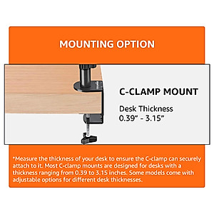 Amazon Basics Single Computer Monitor Stand with Tilt and Rotation, Height Adjustable VESA Desk Arm Mount, Steel, 30 inches, Black