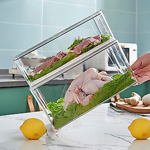 Refrigerator Organizer Bins with Lids, 9 Pack Plastic Freezer Organizer Bins for Fridge, Kitchen, Cabinets - Clear Pantry Organization and Storage Bins Fridge Organizers by GOLIYEAN