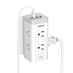 Multi Plug Outlet Extender with USB, TESSAN Surge Protector Outlet with 3 USB Wall Charger, 1050J Multiple Outlet Expander with 6 Electrical Outlet for Home, Dorm Room Essentials