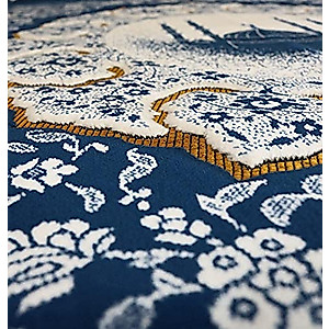 Modefa Turkish Islamic Prayer Rug - Lightweight Velvet Praying Mat - Traditional Muslim Janamaz Sajada - Plush Praying Carpet for Men & Women - Ramadan or Eid Gift - Floral MSQ (Blue)
