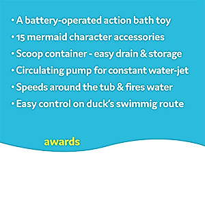 Yookidoo Jet Duck Mermaid Bath Toy with Powered Water Shooter - Sensory Development & Bath Time Fun for Kids - Battery Operated Bath Toy with 15 Pieces - Ages 2+
