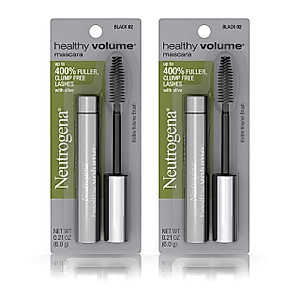 Neutrogena Healthy Volume Lash-Plumping Mascara, Volumizing and Conditioning Mascara with Olive Oil to Build Fuller Lashes, Clump-, Smudge- and Flake-Free, Black 02, 0.21 oz (Pack of 2)